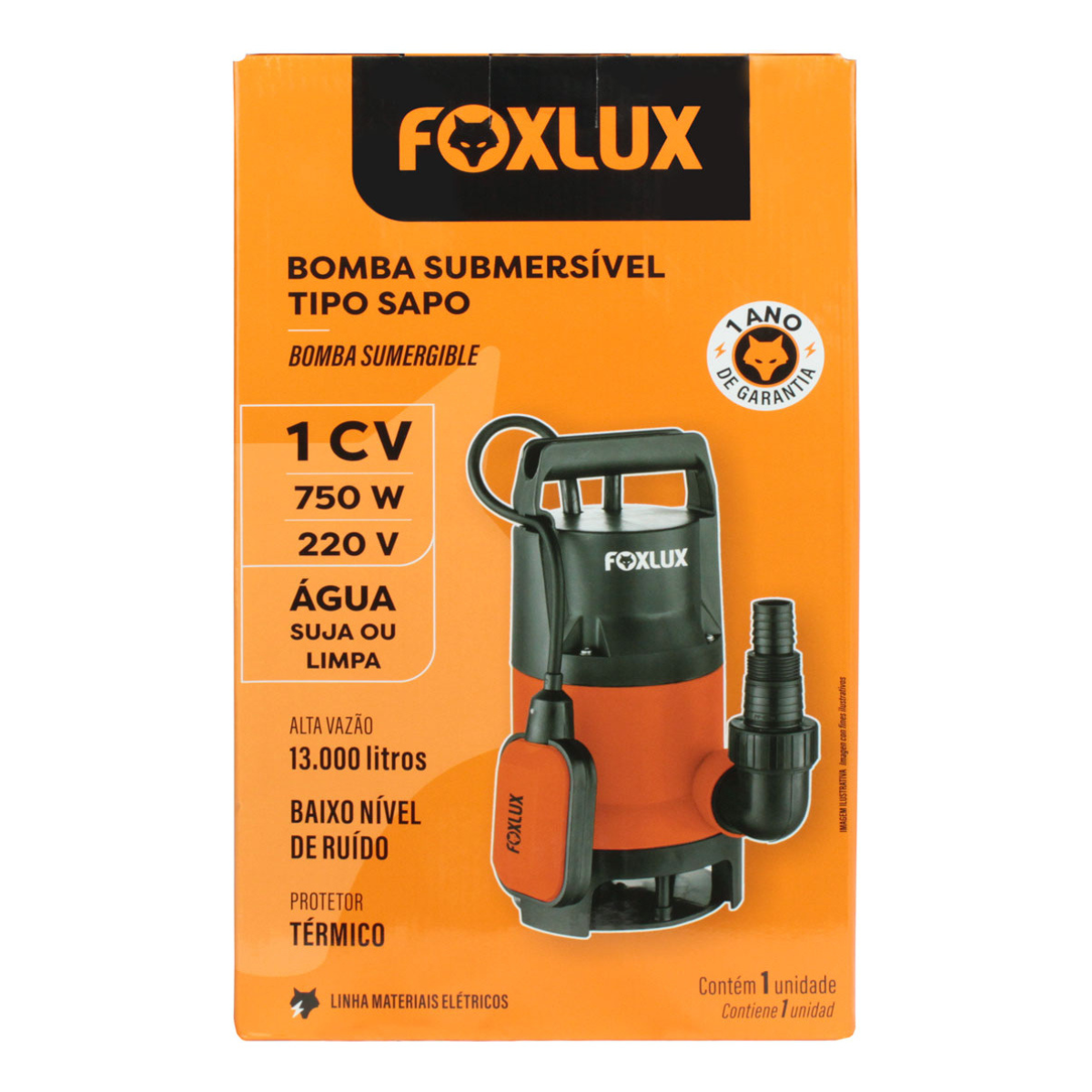 Bomba Sapo Submersa 1HP 220v Foxlux - Scottini Outlet