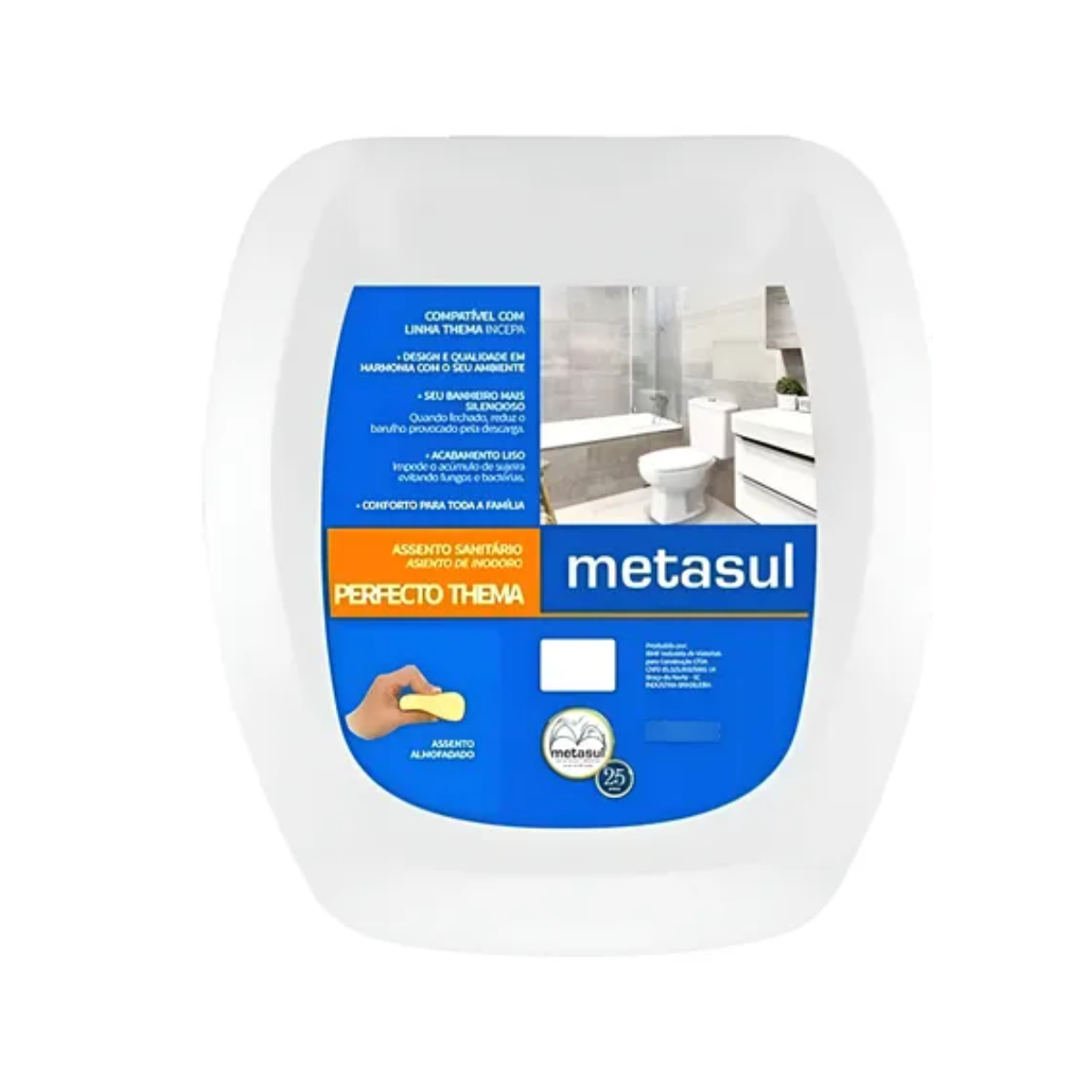 Assento Sanitário Almofadado Thema Branco Metasul - Scottini Outlet